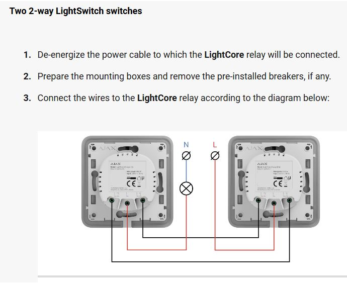 Ajax Smart Light Switch - LIGHTCORE (1 Gang -2-Way)